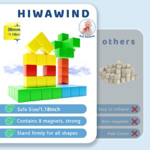 Hiwawind Magnetic Blocks 30pcs, Toddler Toys for Boys and Girls,Large 1.18 Inch Magnet Building Toys,Creative STEM Montessori Sensory Toys, Magnet Toys for Kids Age 3 4 5 6 7 8 Year Old