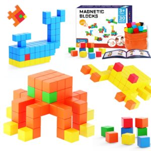 hiwawind magnetic blocks 30pcs, toddler toys for boys and girls,large 1.18 inch magnet building toys,creative stem montessori sensory toys, magnet toys for kids age 3 4 5 6 7 8 year old