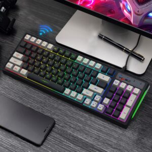 LexonElec Wireless Gaming Keyboard Chroma RGB Lighting, Long-Lasting Rechargeable 2000mAh Battery, Dual Color Water Resistant Mechanical Feeling Wireless Keyboard for PC Mac PS4 Xbox