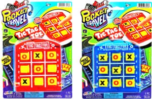 ja-ru portable tic tac toe (2 pack) classic mini board games for kids. pocket size travel. bulk birthday party favor stocking stuffer. 3256-2s