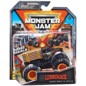 monster jam, official lumberjack monster truck, die-cast vehicle, arena favorites series, 1:64 scale, kids toys for boys ages 3 and up