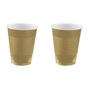 amscan plastic cups big party pack , 18 oz. 50ct., gold (pack of 2)