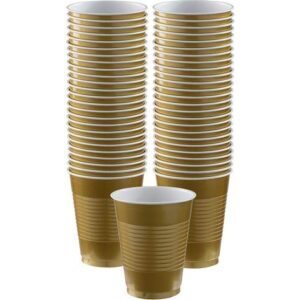 Amscan Plastic Cups Big Party Pack , 18 oz. 50ct., Gold (Pack of 2)