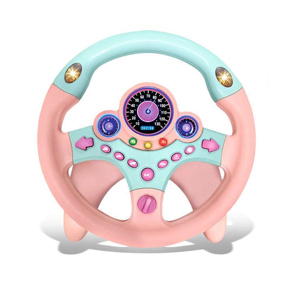 Kids Electric Early Education Simulation Steering Wheel Toy Multifunctional High Simulation Car Driving Toy with Music and Light Pretend Driving Toy for Toddlers