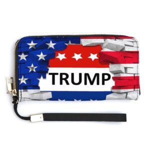 funnystar american usa flag and trump leather travel wallet wristlet purse portable case for boarding pass id money tickets with zipper