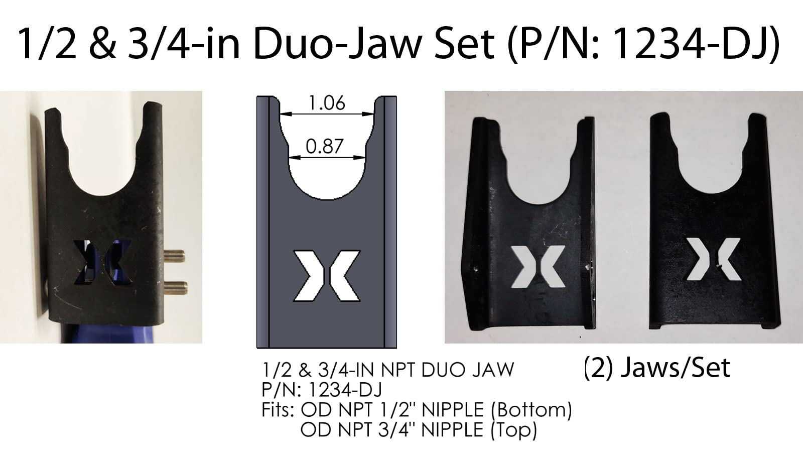 Jaw Set for QC-Mate by XBoom Coupler (1/2" & 3/4" Duo-Jaw Set (1234-DJ))