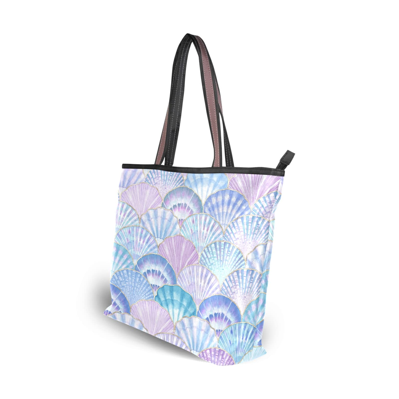 MNSRUU Women's Tote Purse with Pocket,Shell Printed Handbag Summer Beach Tote Bag