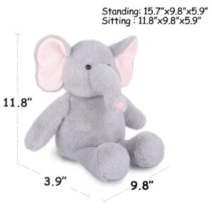 WEIGEDU Elephant Teddy Bear Stuffed Animals Plush Elephant Toys with Pink Ears Nose for Girls Boys Kids Babies Shower Bedtime Gifts, 15.7"