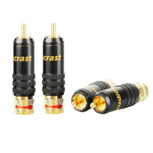 tertullus 4pcs 2-in-1 screw and solder type high end rca male plugs brass gold plated audio rca connectors adapters