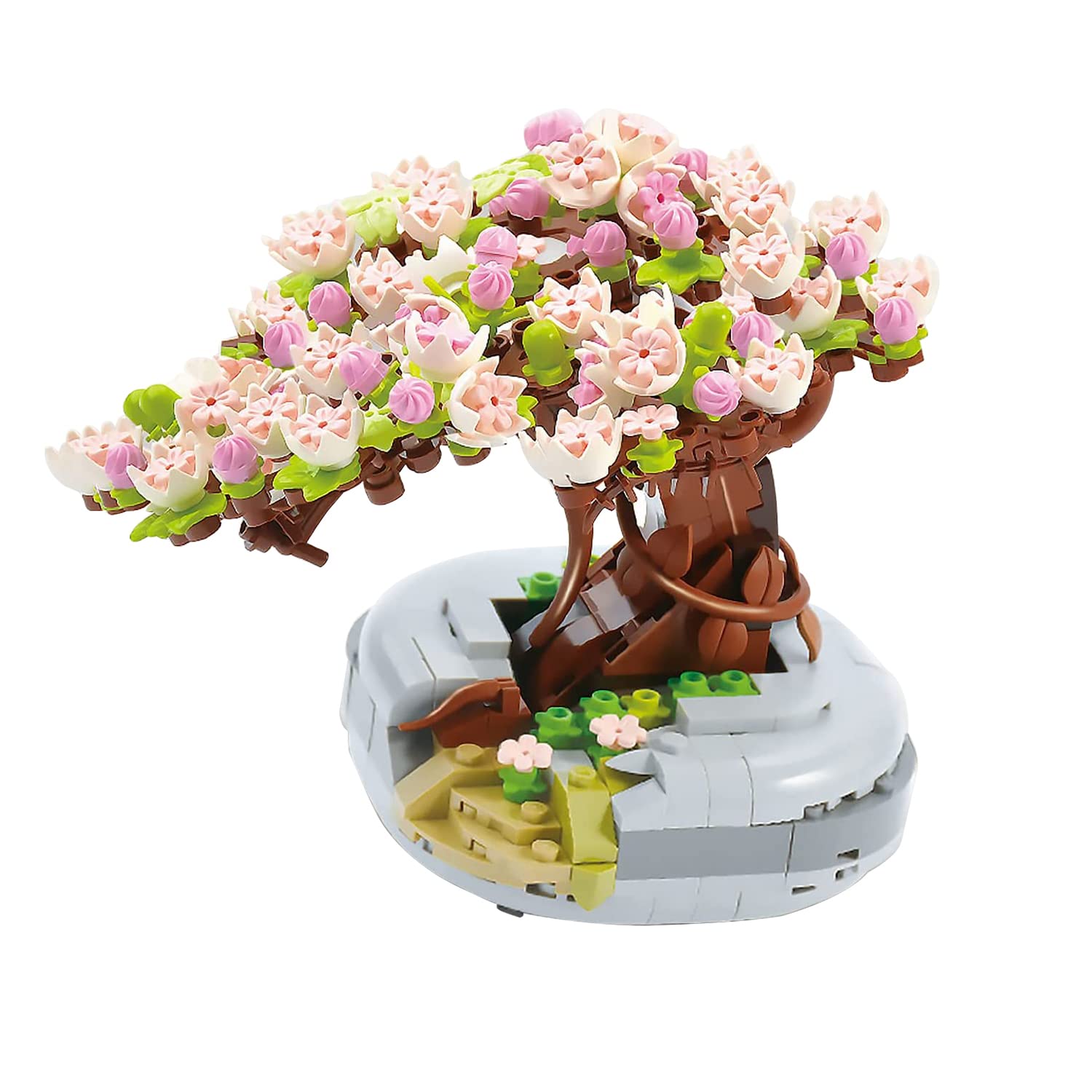 MEIEST Mini Building Blocks Sakura Plant Bonsai Model Set,Creative DIY Simulation Cherry Blossom Flower Botanical Collection Construction Building Bricks Toy for Kids Adult Home Decor