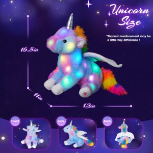 CozyWorld 16.5" Unicorn Light up Unicorn Stuffed Animal Glowing Soft Plush Toys Decor Birthday Christmas Children's Day Gifts for Toddlers Boys Girls Kids