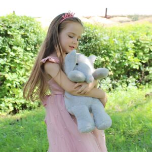 WEIGEDU Elephant Teddy Bear Stuffed Animals Plush Elephant Toys with Pink Ears Nose for Girls Boys Kids Babies Shower Bedtime Gifts, 15.7"