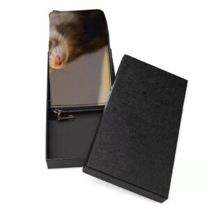 FunnyStar Cute Ferret Face Leather Travel Wallet Wristlet Purse Portable Case For Boarding Pass ID Money Tickets With Zipper