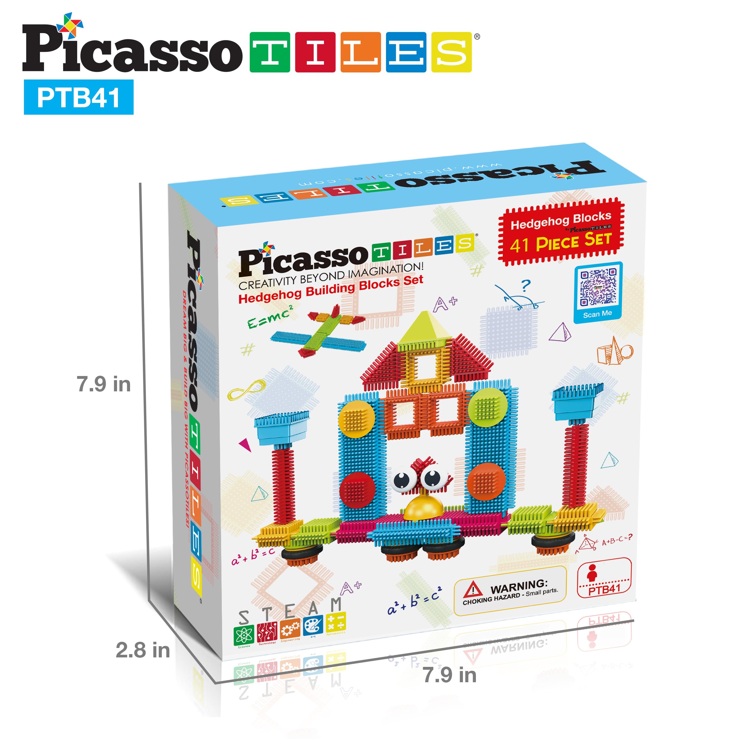 Picasso Toys 41pc Hedgehog Hedgehog Block Building Blocks Construction Toy Set w/IdeaBook Learning Playset None Magnetic STEM STEAM Educational Kit Child Brain Development Preschool Kindergarten PTB41