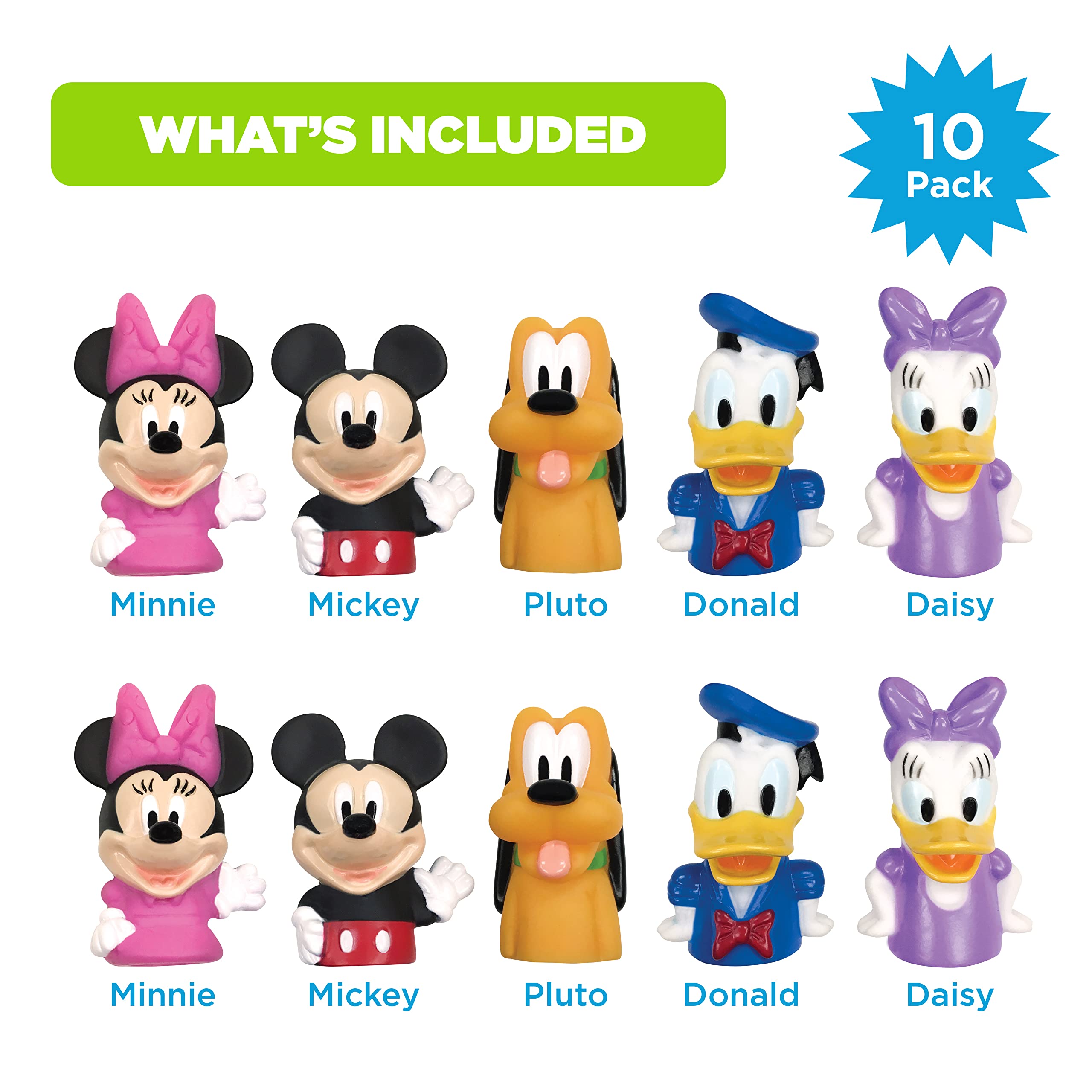 Disney Mickey Mouse & Friends 10 Piece Finger Puppet Set Party Favors, Educational, Bath Toys, Floating Pool Toys, Beach Toys, Finger Toys, Playtime