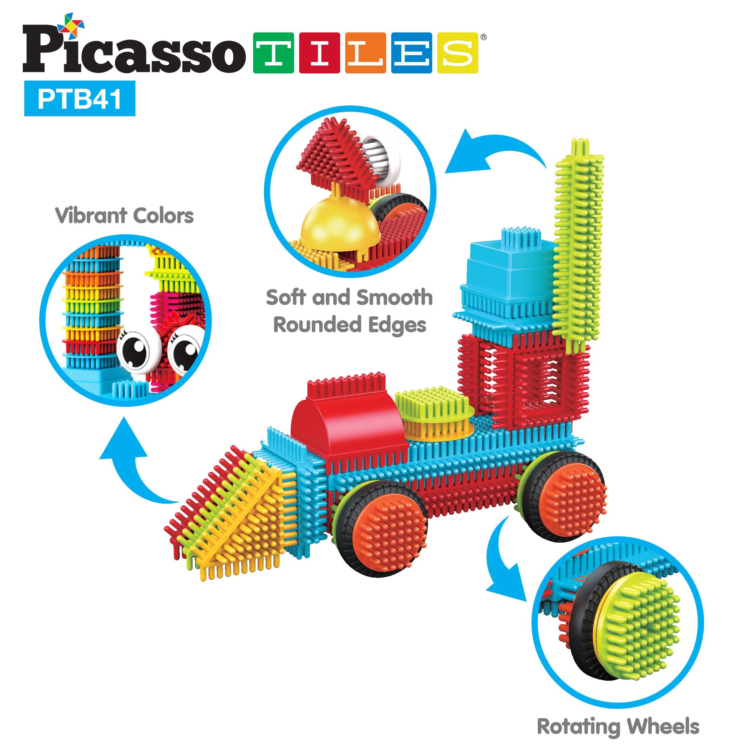 Picasso Toys 41pc Hedgehog Hedgehog Block Building Blocks Construction Toy Set w/IdeaBook Learning Playset None Magnetic STEM STEAM Educational Kit Child Brain Development Preschool Kindergarten PTB41