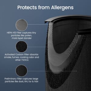 Smartmi Air Purifier 2 Replacement Filter, H13 True HEPA Filter, Activated Carbon and Preliminary Filters - Absorbs Pollen, Odors, Smog, and Smoke at Home, Office