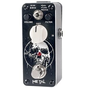 sondery metal distortion pedal for electric guitars, 3 modes of solo turbo and normal, warm smooth wide range of vintage distortion sound, mini effect pedal true bypass, art design series