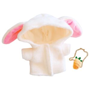 niannyyhouse beige rabbit ear coat carrot backpack 7.8in（20cm） humanoid doll stuffed animals clothes (beige)