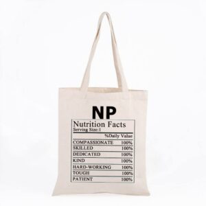 WCGXKO NP Gift Nurse Practitioner Gift NP Nutrition Facts Nurse Tote Bag Medical School Graduation Gift (NP tote)