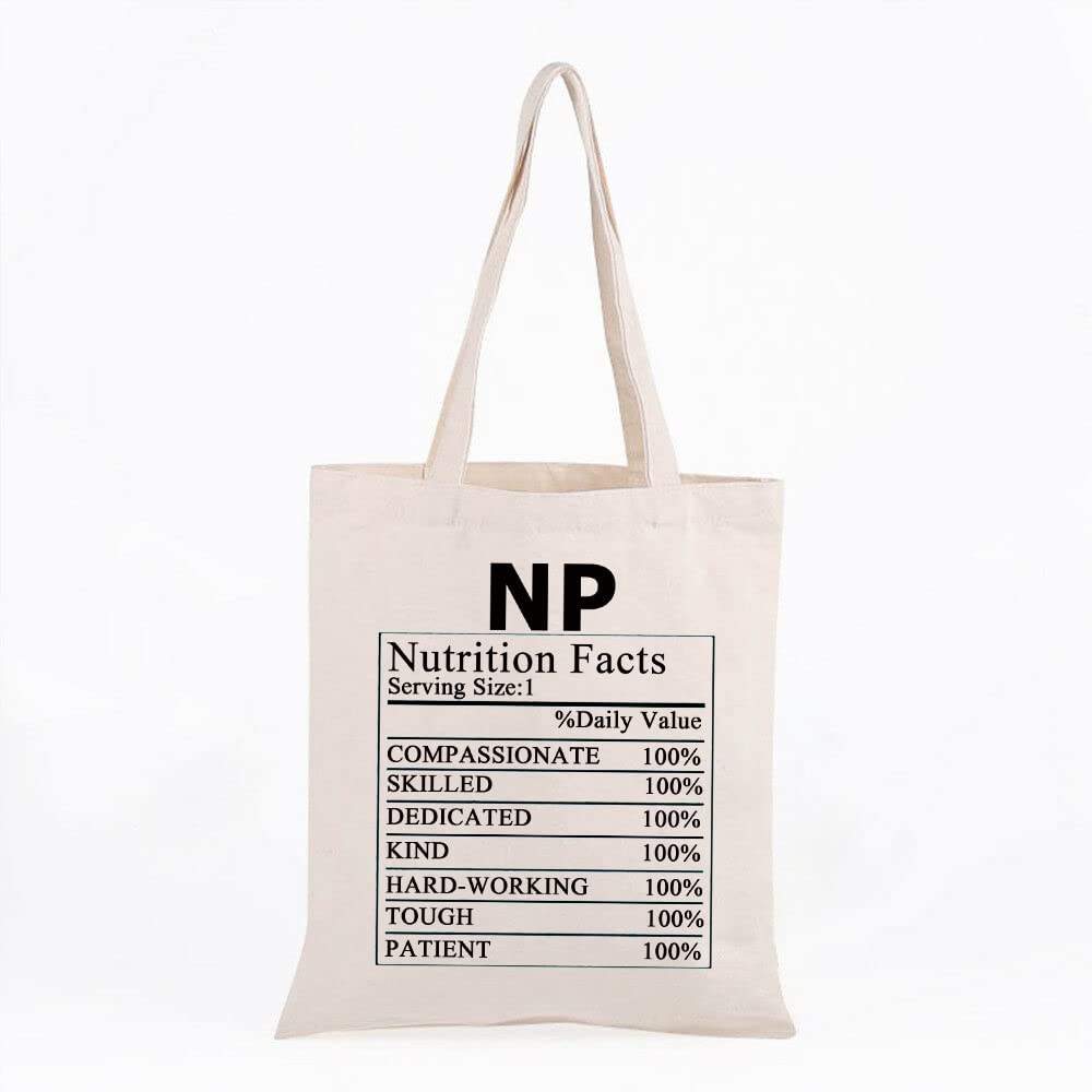 WCGXKO NP Gift Nurse Practitioner Gift NP Nutrition Facts Nurse Tote Bag Medical School Graduation Gift (NP tote)