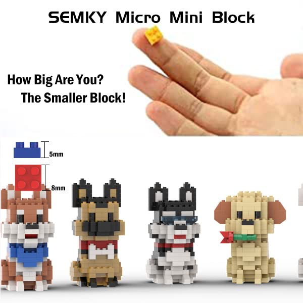 SEMKY Micro Mini Blocks Dog Series Pets Dog 8 in 1 Animal Model Set,(1616Pieces) -Building and Pet Toys Gifts for Kid and Adult