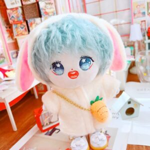 niannyyhouse Beige Rabbit Ear Coat Carrot Backpack 7.8in（20cm） Humanoid Doll Stuffed Animals Clothes (Beige)