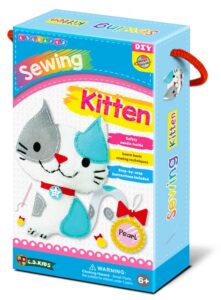 c.s. kids magic world diy personalised sewing kit - kitten |frist sewing arts & crafts gifts | educational sewing kit for kids | sew your own (safety needle & instruction included)