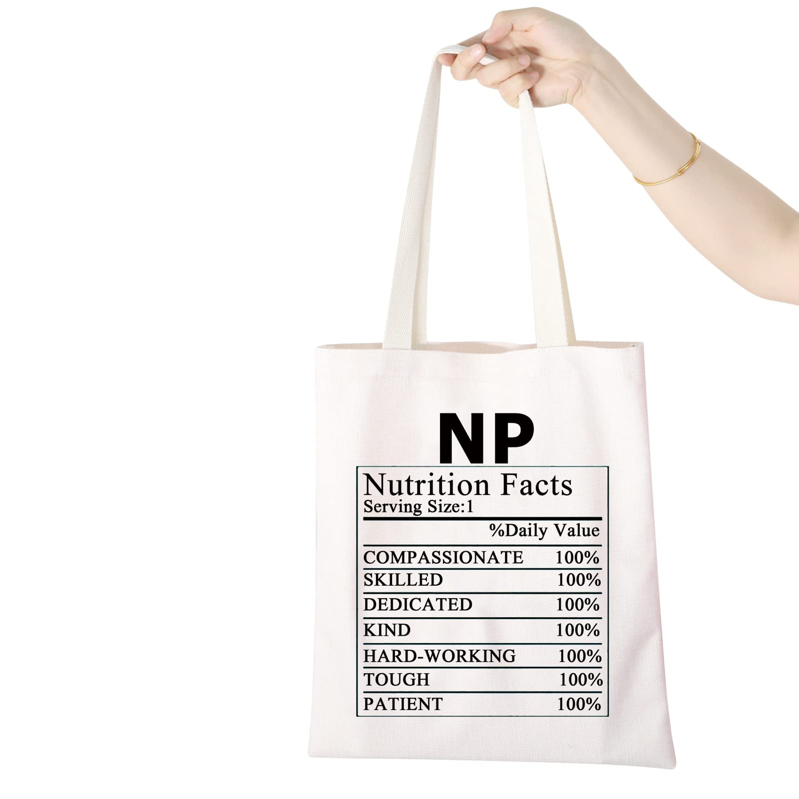 WCGXKO NP Gift Nurse Practitioner Gift NP Nutrition Facts Nurse Tote Bag Medical School Graduation Gift (NP tote)