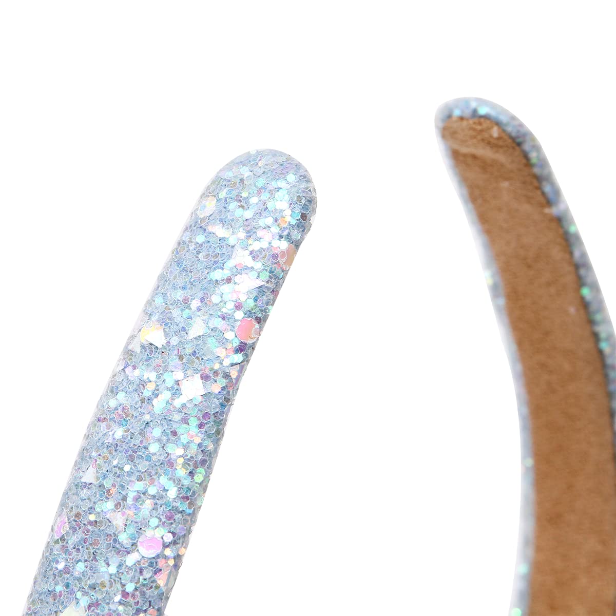 LONEEDY 3 Pack Glitter Sequins Sparkly Hard Headbands for Kids Wide Padded Hair Bands Fashion Cute Daily Accessories for Girls and Women (pink + sky blue + white)