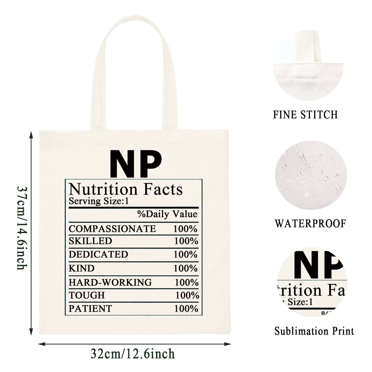 WCGXKO NP Gift Nurse Practitioner Gift NP Nutrition Facts Nurse Tote Bag Medical School Graduation Gift (NP tote)