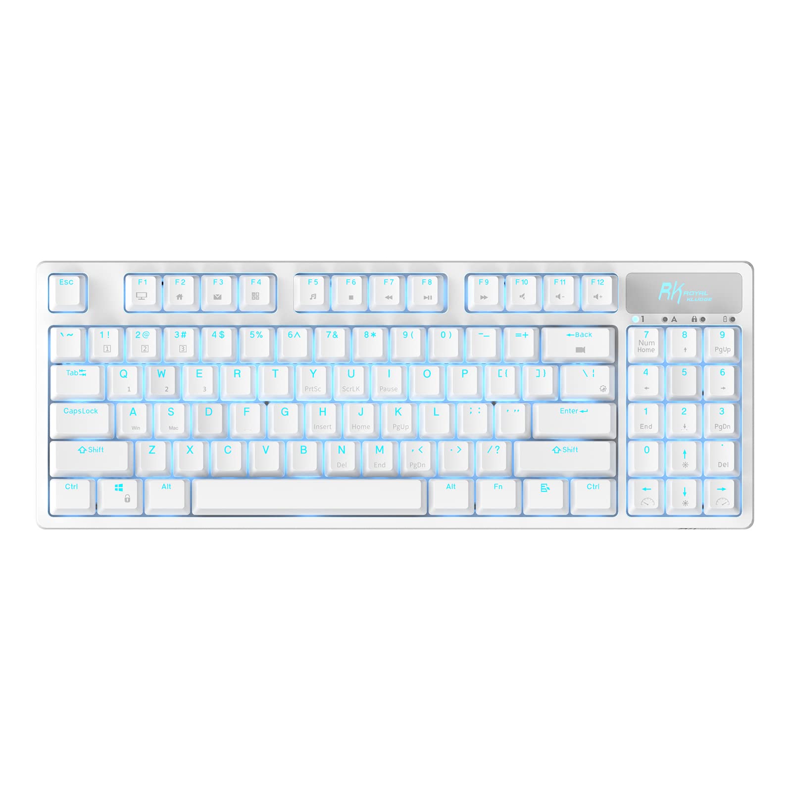 RK ROYAL KLUDGE RK89 85% Triple Mode BT5.0/2.4G/USB-C Hot Swappable Mechanical Keyboard, 89 Keys Compact Mechanical Keyboard with Detachable Frame & Software (Hot-Swappable Red Switch, White)