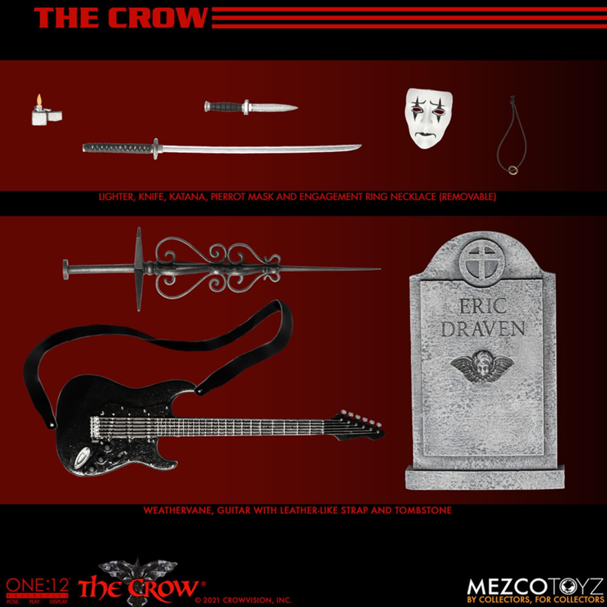 Mezco The Crow One:12 Action Figure Eric Draven 100% Plastic, in Gift Box, Manufacturer, Multi-Colour, H858210