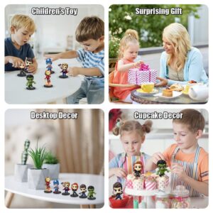 6 Pcs Superhero Anime Movie Adventures Action Figures Set,Super Hero Toys,Hero Cake Toppers Collectibles with Bases for Boys & Girls' Birthday Party Favors Supplies Decorations