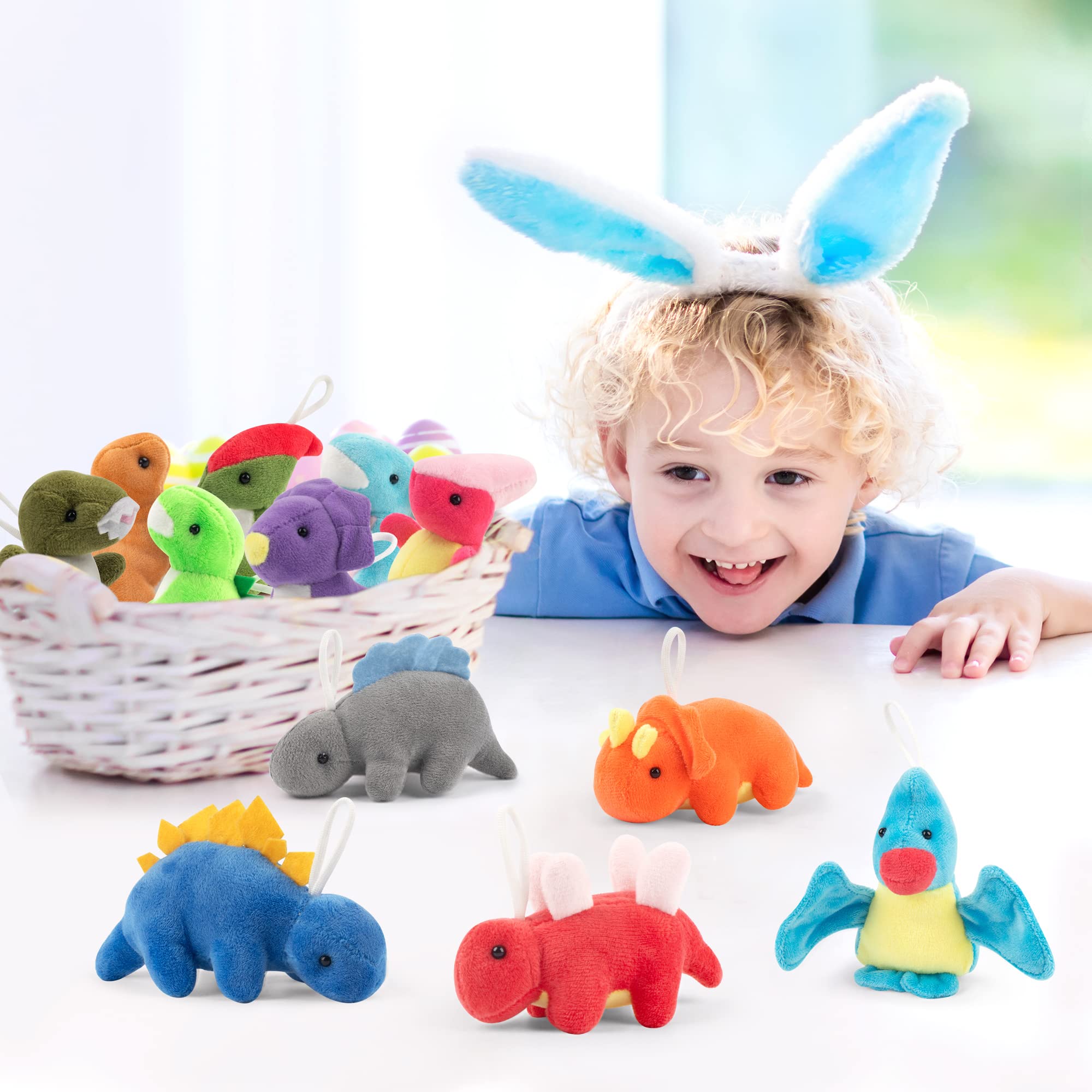 Mocoosy 12 Pack Dinosaur Plush Set, Mini Dinosaur Stuffed Animals Bulk for Kids Tiny Dinosaur Plush Party Favors, Dinosaur Playset Keychain Plushies Toddler Birthday Party Supplies Goodie Bag Stuffers