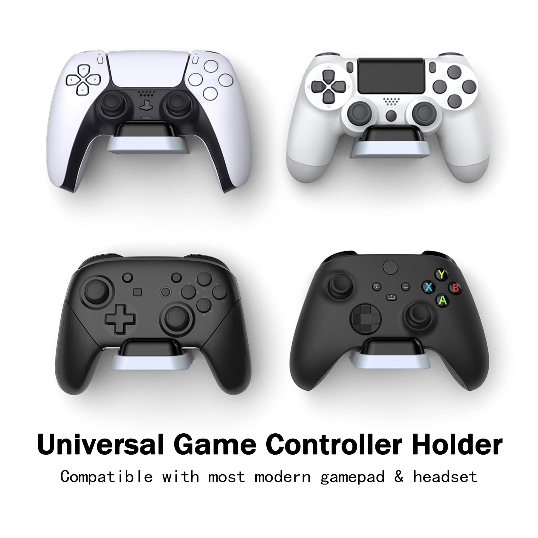 playvital Universal Game Controller Wall Mount for ps5 & Headset, Wall Stand for Xbox Series Controller, Wall Holder for Nintendo Switch Pro, Dedicated Console Hanger Mode for ps5 - Black & White