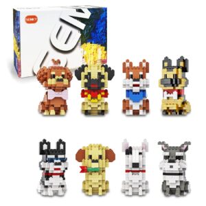 SEMKY Micro Mini Blocks Dog Series Pets Dog 8 in 1 Animal Model Set,(1616Pieces) -Building and Pet Toys Gifts for Kid and Adult