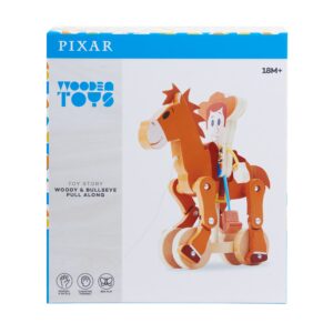 Disney Pixar Wooden Toys Toy Story Woody & Bullseye Pull-Along Toy, Kids Toys for Ages 18 Month, Amazon Exclusive by Just Play