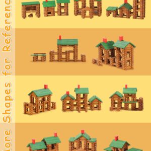 SainSmart Jr. 665 PCS Wooden Log Cabin Set Building House Toy for Toddlers, Classical STEM Construction Kit Compatible with Lincoln Logs for 3+ Kids