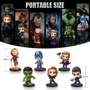 6 Pcs Superhero Anime Movie Adventures Action Figures Set,Super Hero Toys,Hero Cake Toppers Collectibles with Bases for Boys & Girls' Birthday Party Favors Supplies Decorations