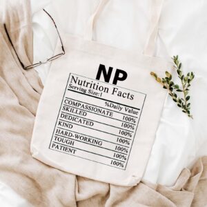 WCGXKO NP Gift Nurse Practitioner Gift NP Nutrition Facts Nurse Tote Bag Medical School Graduation Gift (NP tote)