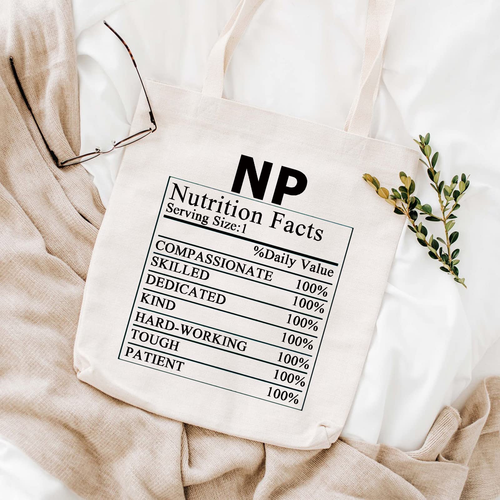 WCGXKO NP Gift Nurse Practitioner Gift NP Nutrition Facts Nurse Tote Bag Medical School Graduation Gift (NP tote)