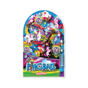 pingball unicorn travel game by deluxebase - mini pinball game, a classic retro handheld arcade game. small travel games for kids are great action games and reflex games for party favor or party bags