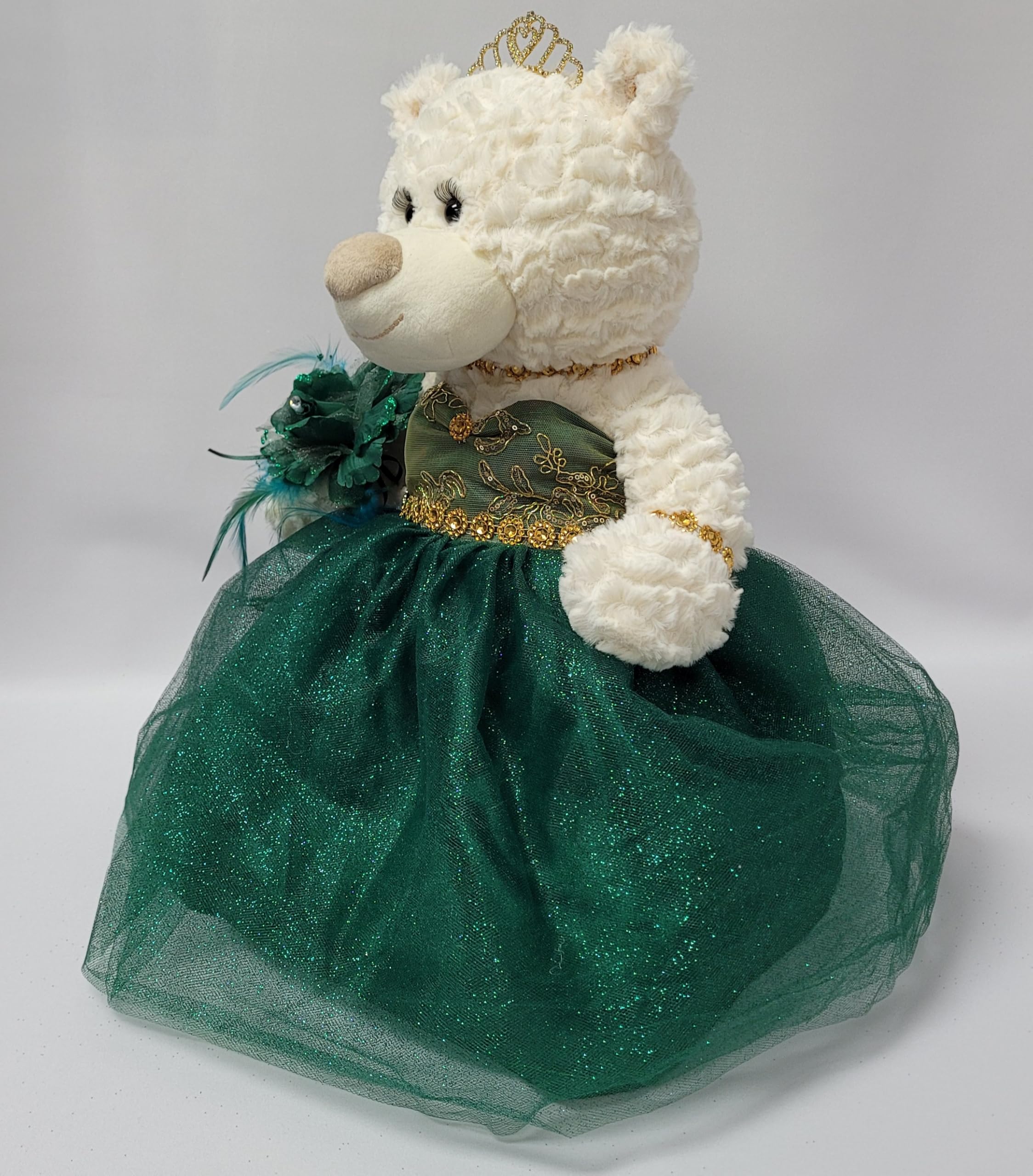 KINNEX COLLECTIONS SINCE 1997 20" Quince Anos Quinceanera Last Doll Teddy Bear with Dress (Centerpiece) ~ ARC16831-33 (Emerald Green)