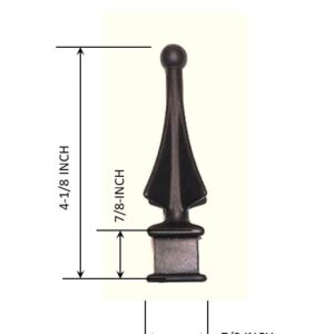 Retrospec Creations 100 Each for 1/2” Black Plastic Finial Tops for Iron Picket Fence 4-Sided Spire - #1-30