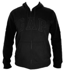 gap factory men's full zip fleece logo hoodie (xx-large, black / black logo)