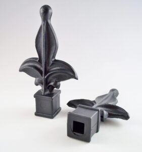 retrospec creations 10 each for 1/2” black plastic finial tops for iron picket fence fleur de lis – #1-60