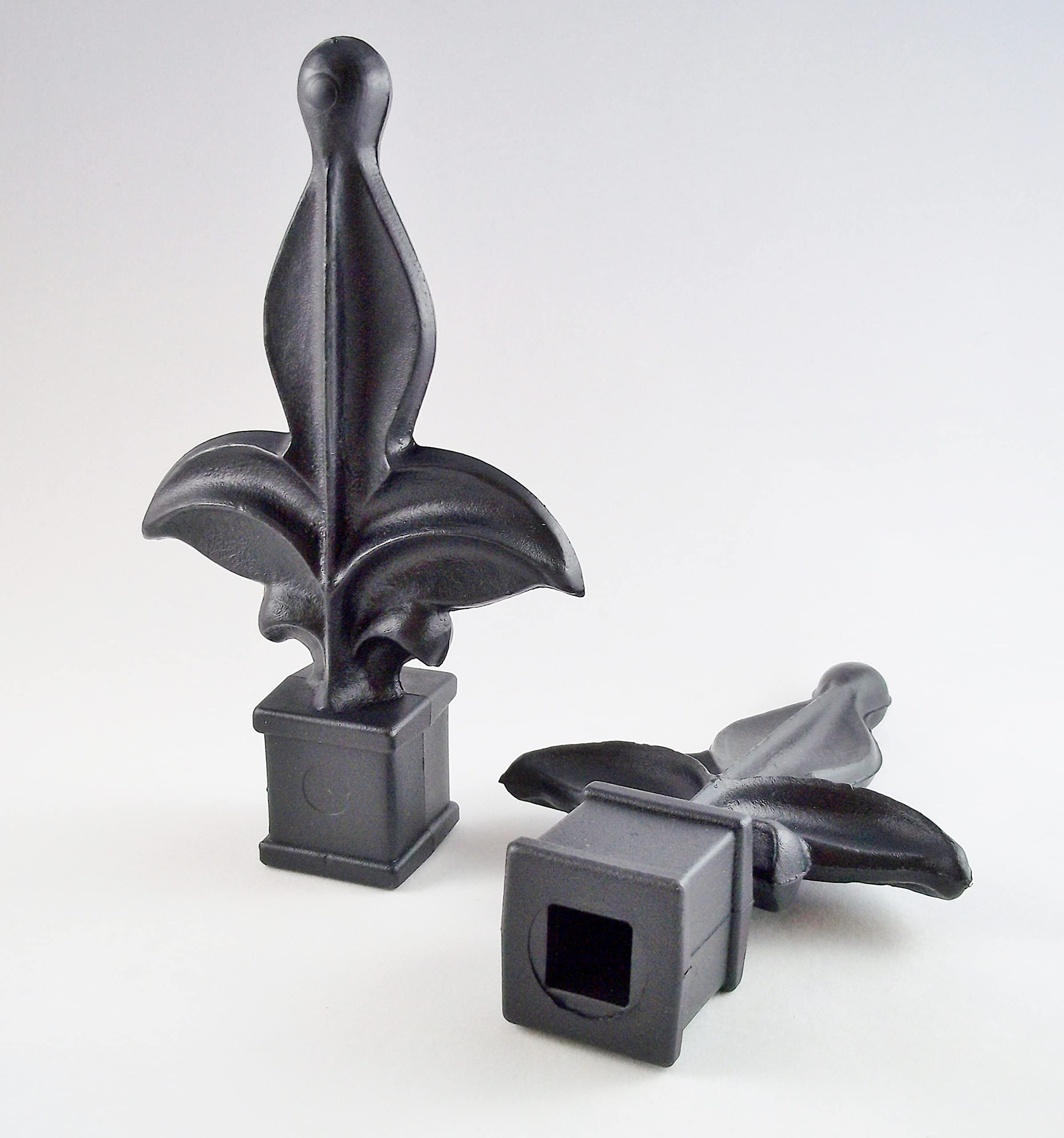 Retrospec Creations 10 Each for 1/2” Black Plastic Finial Tops for Iron Picket Fence Fleur De Lis – #1-60