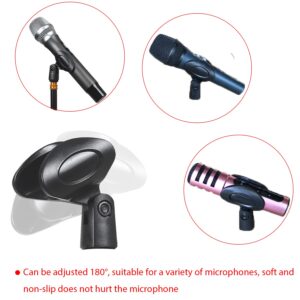 LGEGE Microphone Clips for Stands,Universal Wireless Mic Clip Holder with 5/8 to 3/8 Microphone Adapter,Knob Adjustable 180 DegreeS (U 2Pcs) (W214)