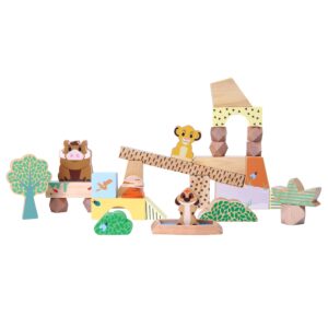 Just Play Disney Wooden Toys The Lion King Pride Rock Building Blocks Set, Officially Licensed Kids Toys for Ages 18 Month